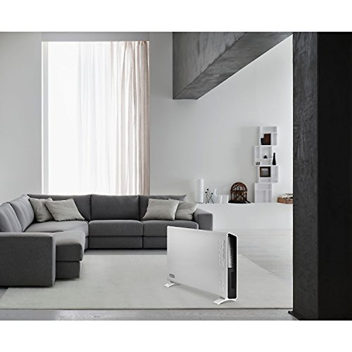 DeLonghi Convection Panel Heater, Full Room Quiet 1500W, portable electric heater is freestanding/easily wall mounted. Energy Saving, quick heat distribution, timer, white, HCX9115E