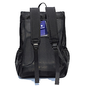 ESVAN Original Print Mesh Backpack Clear Bag See through Pack for School Beach Gym Multi-Purpose Women Men (G)