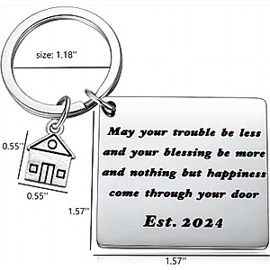 Blessing Housewarming Gift for New Homeowner Closing Gifts New Home Keychain Wedding Keyring Silver
