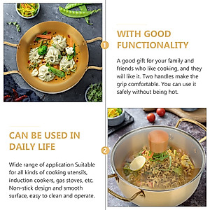 YARDWE 1 Set Ramen Pot Double Handle Milk Pot Instant Cooker Butter Melting Pot Hot Pot Korean Ramen Soup Pot with Lid Noodle Cooking Pot Stainless Steel Outdoor Casserole