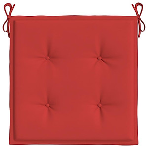 vidaXL Outdoor Garden Chair Cushions - Set of 6, Red, Oxford Fabric, Comfortable Seat Cushions with Securing Ropes, 19.7"x19.7"x1.2"