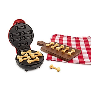 Nostalgia MyMini Dog Treats Maker for Homemade Puppy Treats, 6 Nonstick Bone Shaped Molds on Dual Sided Cooking Surface, Recipes Included
