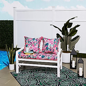 Vera Bradley by Classic Accessories Water-Resistant Patio Bench Cushion, 54 x 18 x 3 Inch, Rain Forest Canopy Coral, Patio Furniture Cushions