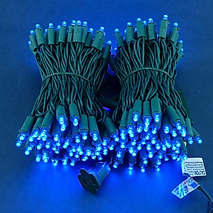 SWEET SHINE 200 Count Blue Wide Angle LED Christmas Lights, 66 ft Green Wire UL Certified Commercial Grade 5mm Holiday String Light Set (Blue)