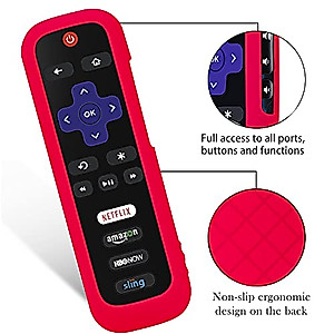5 Pack Remote Case for Roku, Battery Cover for TCL Roku Smart TV Steaming Stick Remote, Roku TV Remote Cover Silicone Protective Controller Universal Sleeve Skin Glow in the Dark Green Blue Purple Red