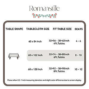 Romanstile Spring Rectangle Tablecloth - 60 x 84 Inch - Waterproof Decorative Floral Pattern Table Cloth Stain Resistant Wrinkle Free Printed Table Cover for Dinner/Party/Indoor/Outdoor