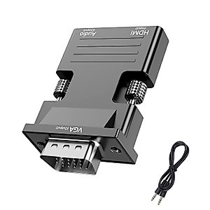 BERLAT HDMI to VGA Adapter Converter, Audio Output Computer Set-top Box Connector Dongle for Laptop, PC, Monitor, Projector, HDTV, Chromebook, Roku, Xbox -3.5mm Stereo Cable Included