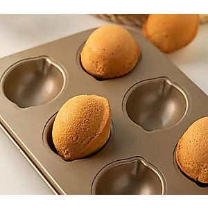 TOPZEA 2 Pack Muffin Pan, 6-Cup Non Stick Muffin Pan Lemon Shaped Baking Mold Cake Mold Cupcake Pan for Oven, Quick Release Bakeware for Pudding, Dessert, Mousse, Gold