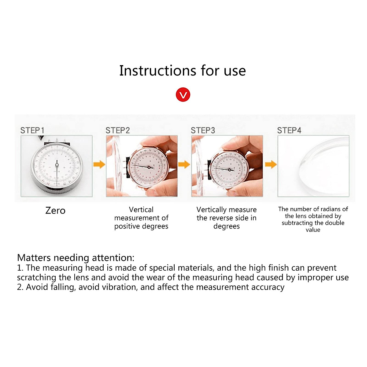 LOXGO Professional Eyeglasses Lens Measure With Scratch Proof Probe Stainless Steel Power Clock Radiant Table For Glasses Shop Eyeglasses Accessories Optician Lens Curvature Measure Gauge Glasses