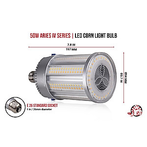 RuggedGrade 50W - Aries IV CS Series LED Corn Bulb - 7,250 Lumens - E26 Base - Color Selectable 30K/40K/50K