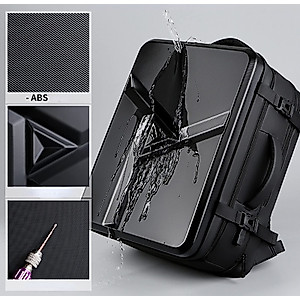 Elsegeod Hard Shell Gaming Backpack for Men，Anti Theft Waterproof Computer Bag with USB Port & Wet Pocket，Expandable Business Travel Carry On Luggage Backpack fit 15.6/16/17Inch Laptop ，silver