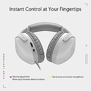 ASUS ROG Strix Go Core Moonlight White Gaming Headset | Hi-Res Audio, 3.5mm Jack, Volume and Mic Control, Lightweight Build, Compatible with PC, PS5, Xbox One, Nintendo Switch and Mobile Devices