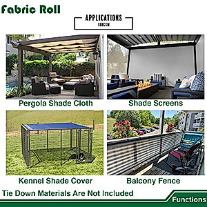 Goleray 12'x19' Sun Shade Fabric for Pergola Cover Porch Screen Sunshade Cloth 95% UV Block Shade Fabric Roll (Brown)