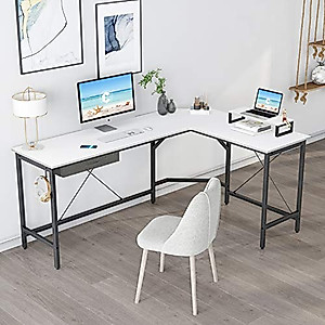 CubiCubi L Shaped Desk Computer Corner Desk, Home Office Gaming Table, Sturdy Writing Workstation with Small Table, Space-Saving, Easy to Assemble