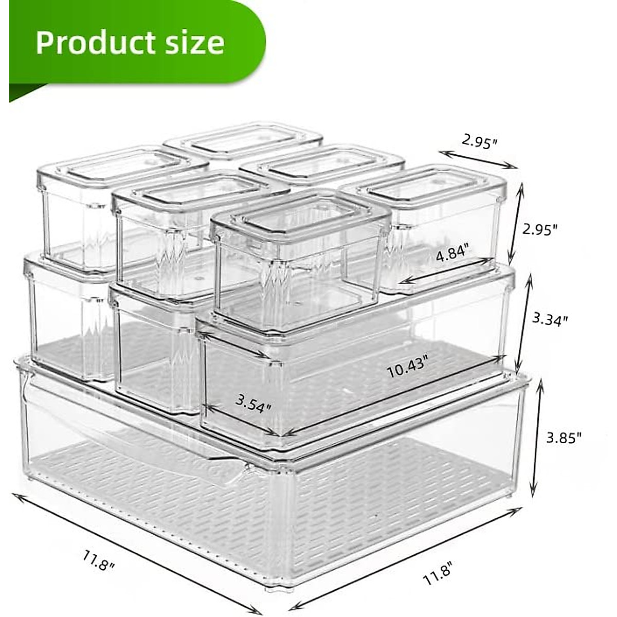 Mytkoj Refrigerator Organizer Bins,Stackable Refrigerator Organizer,Refrigerator Organizer Bins with Lids Sets,use for Food,Fruits,Drinks,Vegetable Storage (10pack)