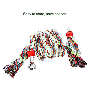 1.6 Meter Parrots Bungee Swing Spiral Climbing Standing Toys with Bell Rope Cotton Perch Birds Supplies for Large Medium Small Parrots