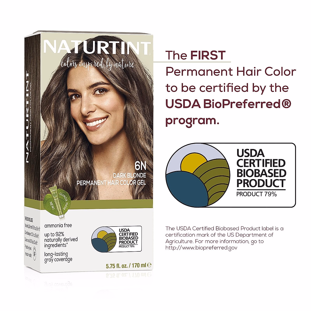 Naturtint 6N Dark Blonde Permanent Hair Color (Pack of 1), Ammonia Free, Vegan, Cruelty Free, up to 100% Gray Coverage, Long Lasting Results (Packaging may vary)