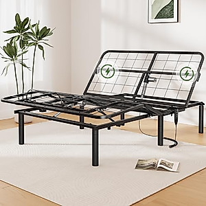Marsail Twin XL Adjustable Bed Base Frame, 3 Options Heights 8" 10" 13" Head and Foot Incline, 4 USB Ports and 5 Min Assembly for Lounging, Reading, Reduce Snoring and Acid Reflux