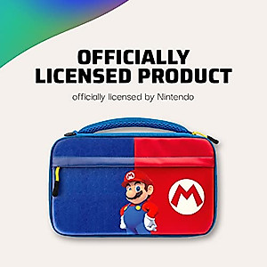 PDP Messenger Case with Removable Shoulder Strap - Holds 14 Games & Console - Compatible with Nintendo Switch/ Lite/ OLED - Power Pose Mario
