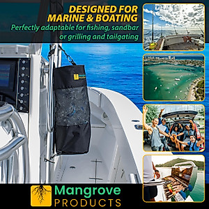 Mangrove Products: Portable Boat Trash Can, Reusable Trash Bag, Boating Equipment, Boat Storage, Boat Accessories Marine, Pontoon Boat Accessories, Fishing, Sandbar, RV, or Camping (Black)