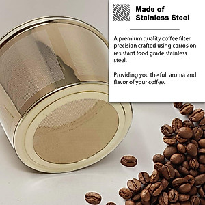GOLDTONE Stainless Steel Coffee Filter - 8-12 Cup Basket Reusable Metal Filter for Mr. Coffee and Black and Decker Machines - Includes Scoop and Brush