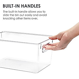 Vtopmart Clear Plastic Pantry Organizer Bins, 10 PCS Food Storage Bins with Handle for Refrigerator, Fridge, Cabinet, Kitchen, Countertops, Cupboard, Freezer Organization and Storage, BPA Free, Small