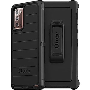 OtterBox Defender Screenless Series Rugged Case & Belt Clip Holster for Galaxy Note 20 5G (ONLY Not for The Ultra Models) Retail Packaging - Black - with Microbial Defense