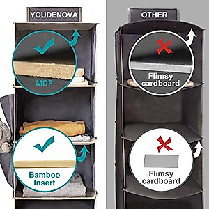 YOUDENOVA 6-Shelf Hanging Closet Organizer & Two 3-Shelf Separable Closet Hanging Shelves