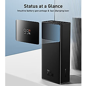 Baseus 30000mAh Portable Charger, 22.5W Power Bank Fast Charging Battery Pack with 2 USB-A, 1 USB-C and 1 Micro USB Ports Compatible with iPhone, iPad, AirPods, Switch, Samsung Devices, and More