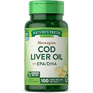 Nature's Truth Norwegian Cod Liver Oil Dietary Supplement - 100 Softgels, Pack of 6