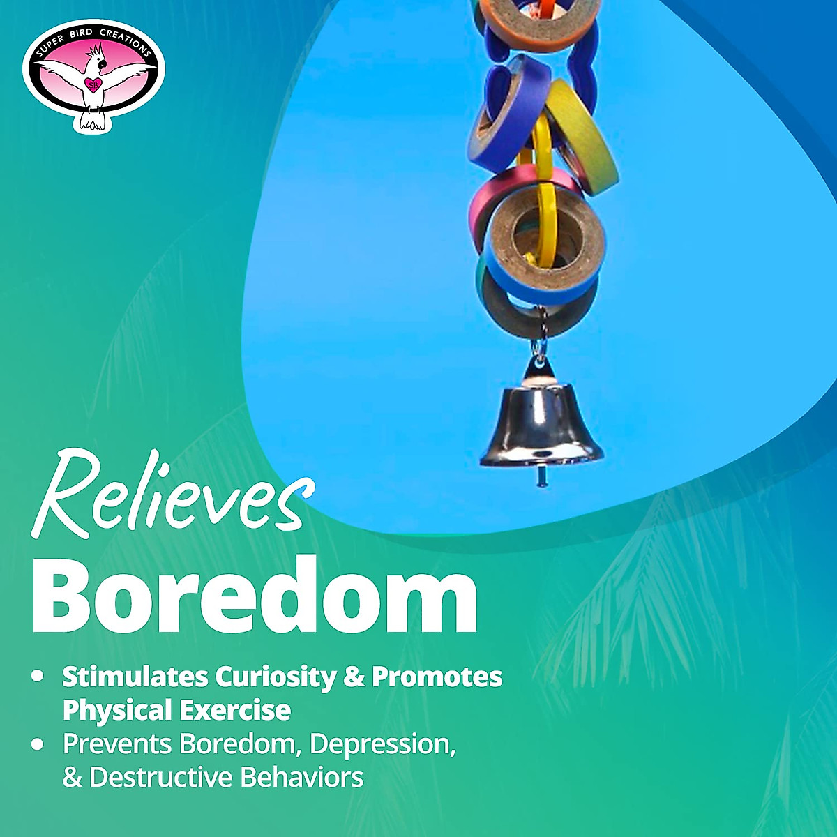 Super Bird Creations SB626 Hoopla Bird Toy, Medium/Large Bird Size, 15" x 2.5"