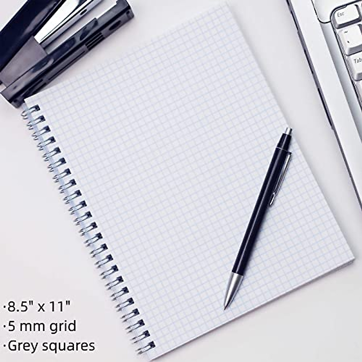 Amanple Graph Paper Notebook, 8.5" x 11" Spiral Notebook, A4 Graph Notebook Journal, 5mm Graphing Grid Notebook for Math, Lab, Engineering, School, 24PCS Index Tabs, Assorted Pastel Notebook Pack
