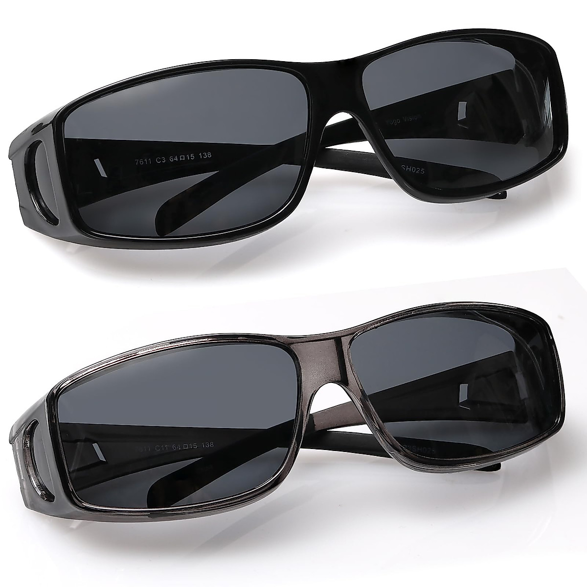 Yogo Vision Fit Over Wrap Sunglasses Polarized Lens Wear Over Eyeglasses 100% UV Protection for Men and Women