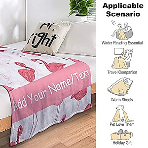 Custom Name Flamingo Blanket Gifts, 50"x40" Pink Flamingo Throw Blankets, Personalized Fuzzy Soft Plush Blanket for Girls Women, Gifts for Flamingo Lovers, All Season Throw Blanket for Sofa Bed Couch