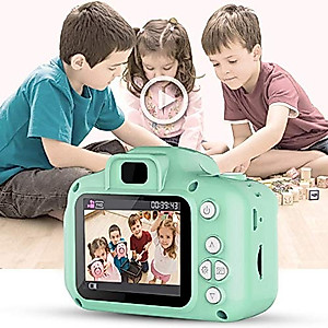 Vereinen Digital Camera,2 inch HD 1080P Christmas Birthday Gifts Mini Camera Rechargeable for 3 4 5 6 7 8 Year Old Girl (Green)