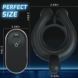 Vibrating Cock Ring 3 Bullets Penis Rings, 9 Vibration Modes Male Sex Toys, Remote Control Clit Stimulator Testicle Stimulation Mens Vibrator Adult Toys for Men Couples (Remote)