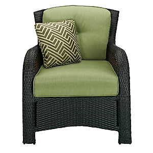 Cambridge Corrolla 6-Piece Outdoor Conversation Set, Modern Luxury Furniture for Patio, Deck, Sunroom, Loveseat, Coffee Table, 2 Chairs, 2 Ottomans, Plush Green Cushions, Patio Furniture Set