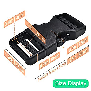 6 Pack 1" Buckle Quick Side Release Buckles Dual Adjustable No Sewing Clips Snaps Heavy Duty Plastic Replacement for Nylon Webbing Straps Backpack Fanny Pack Belt Dog Collars