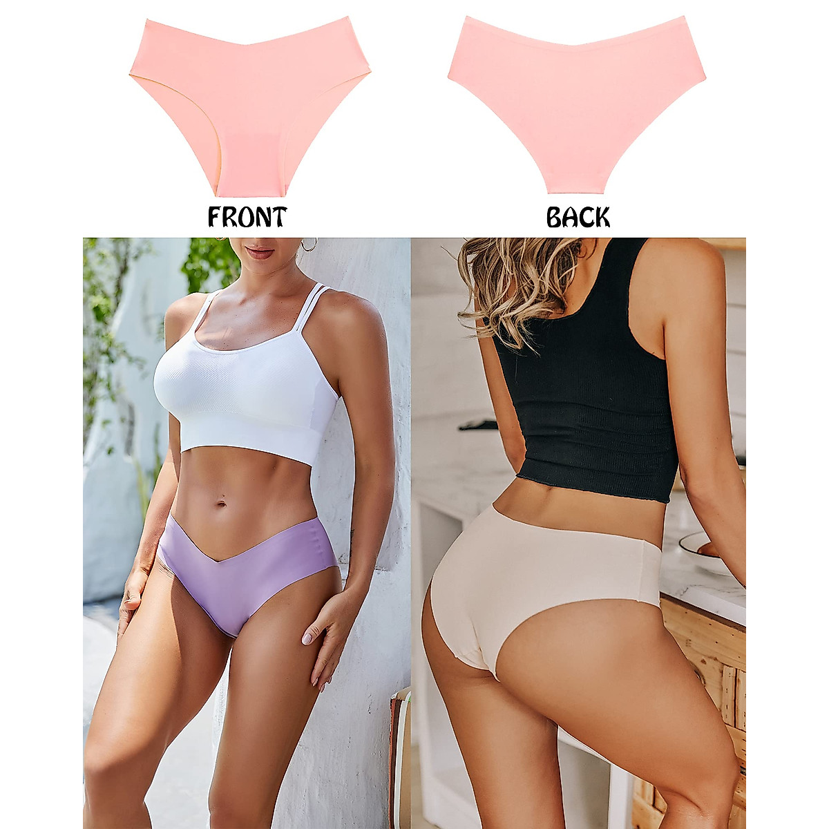 ROSYCORAL Women’s Seamless Bikini Panties Soft Stretch Invisibles Briefs No Show Hipster Underwear cheeky 9 pack XS-L (M)