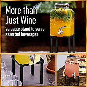 Wine Box Stand Drink Dispenser for One-Hand Pouring - Display Boxed Wine Dispenser for Stemless Glasses - Easy to Assemble Wine Holder Stand - Wine Accessories - Drink Dispensers for Parties - 3L Box