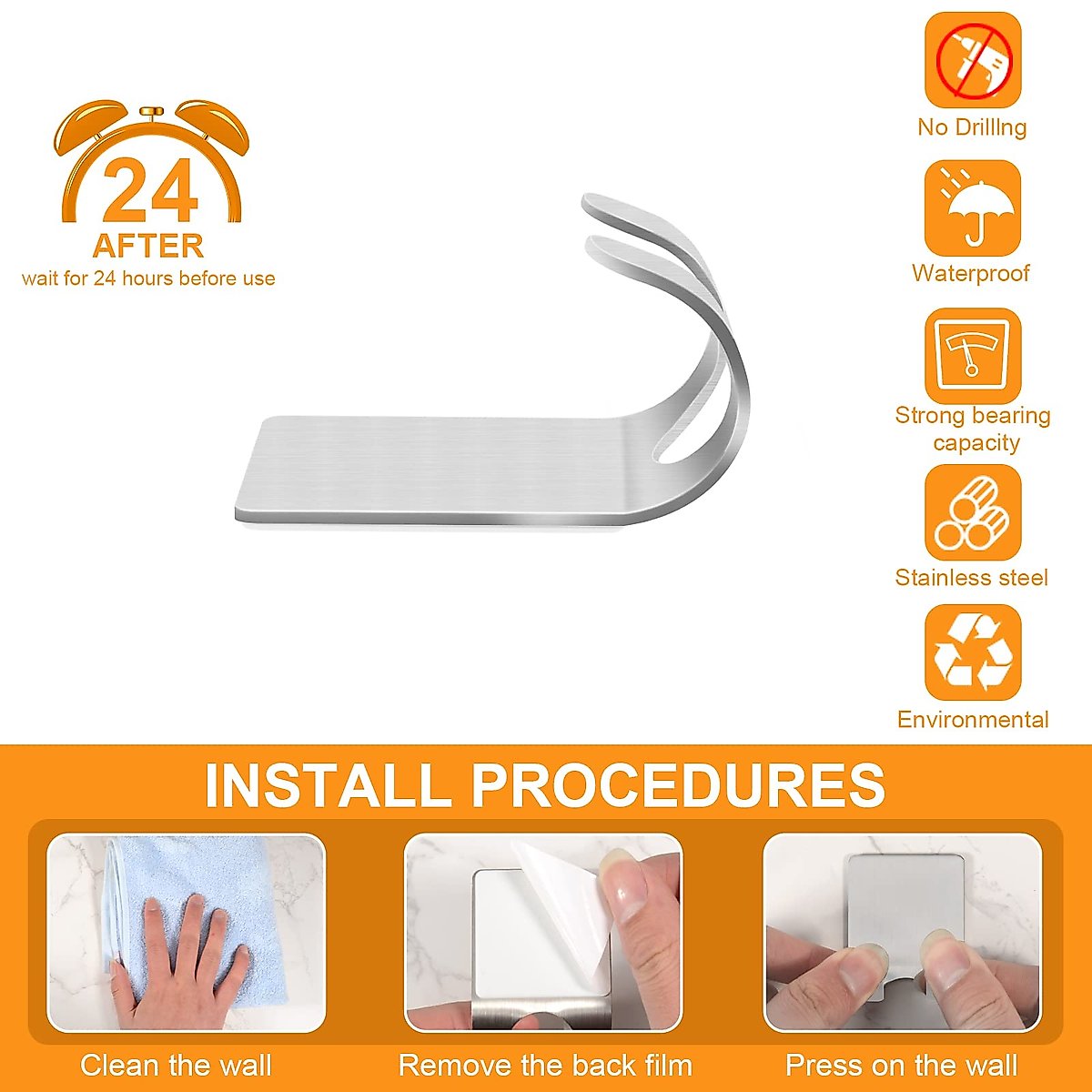 CGBE 4 Packs Shower Hooks for Inside Shower, Self Adhesive Shaver Holder Hanger Hooks for Bathroom Damage Free Wall Hooks for Razor Loofah Sponge