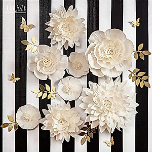 Letjolt Golden Paper Leaves Set Decorations for Family Tree Photo Wall Crafts Leaf(12pcs) Glitter Butterfly(4pcs) Nursery Decor Baby Shower Backdrop Decals