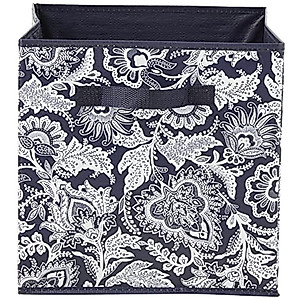 Vera Bradley Women's Collapsible Storage Bins Set of 2 - Small, Java Navy & White, Small
