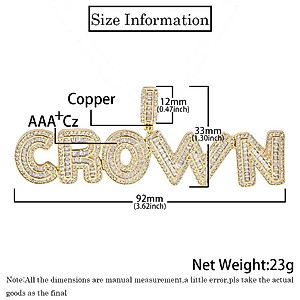 HIPBLING Custom Chain Iced Out Name Pendant 5 Letter Necklace Personalized Diamond Jewelry with 24inch Rope Chain Silver Hip Hop Necklace Gift for Women Men