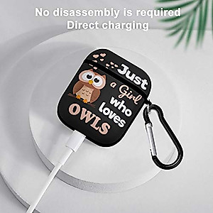 A Girl Who Loves Owls Airpods Case Cover for Apple AirPods 2&1 Cute Airpod Case for Boys Girls Silicone Protective Skin Airpods Accessories with Keychain