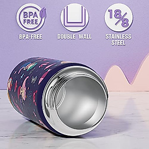 Fimibuke Metal Insulated Water Bottle - 14oz BPA-FREE 18/8 Stainless Steel Travel Tumbler Double Wall Vacuum Leak Proof Kids Cup with Straw for Kids, School Boys Girls(1 Pack, MERMAID)