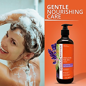 WBM Natural Solution Shampoo, Organic Lavender & Marula Oil with Himalayan Pink Salt, Soothing & Moisturizing, Daily Care for All Hair Types, 17 fl oz/Each (4 Count)