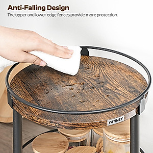 YATINEY Lazy Susan Organizer, Rotating Spice Rack, 2 Tier Spice Turntable Organizer, Industrial Turntable Spice Holder, for Kitchen Countertop and Cabinet, Compact and Versatile, Rustic Brown SR22BR