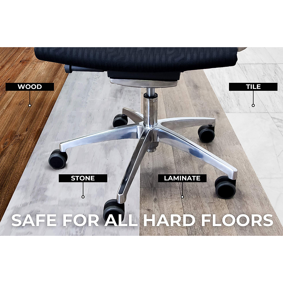 hjh OFFICE 3 inch Office Chair Caster Wheels 7/16 inch Stem Diameter (Set of 5) Casters for Hard Floors