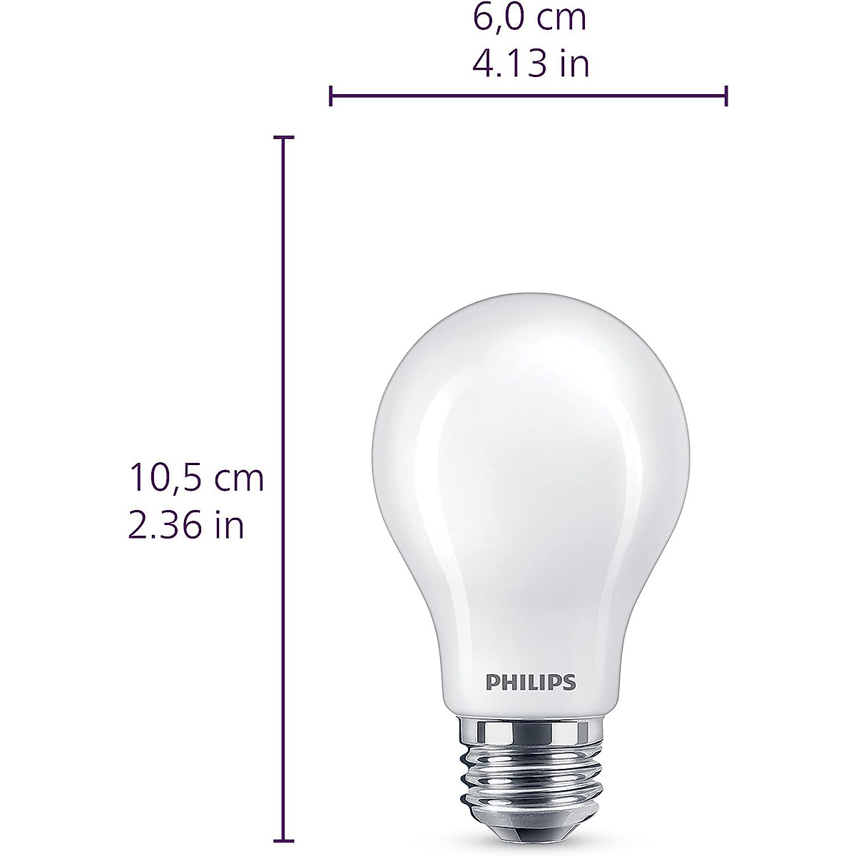PHILIPS LED Flicker-Free Frosted Dimmable A19 Light Bulb - EyeComfort Technology - 450 Lumen - Soft White (2700K) - 5W=40W - E26 Base - Title 20 Certified - Ultra Definition - Indoor - 4-Pack